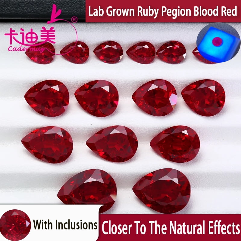 4x6mm 20pcs Pear Cut Cut Lab Grown Pigeon Blood Red Ruby Loose Stones ...