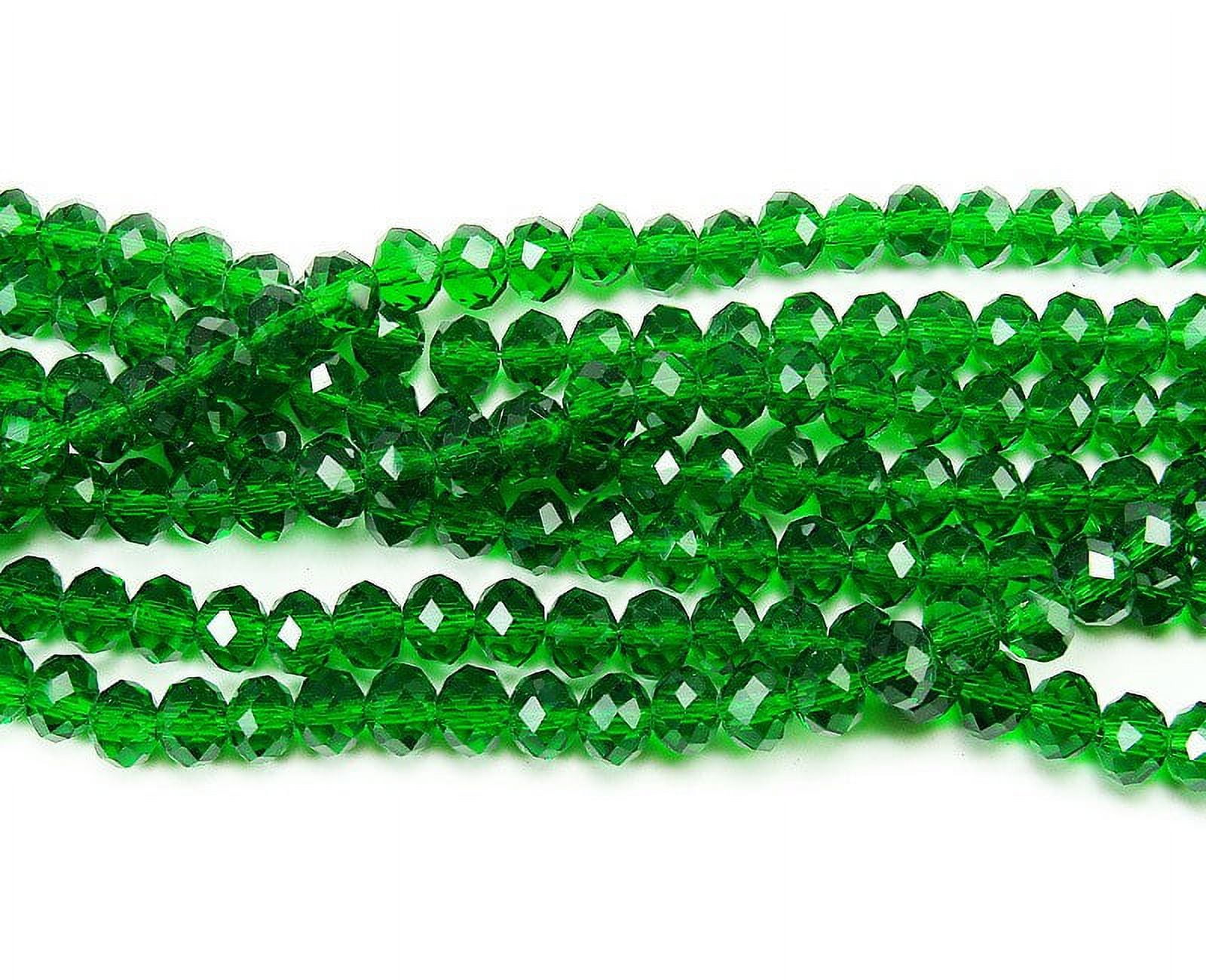 4x6mm 97 Beads 17.5" Emerald Green Glass Faceted Rondelle Beads Genuine ...