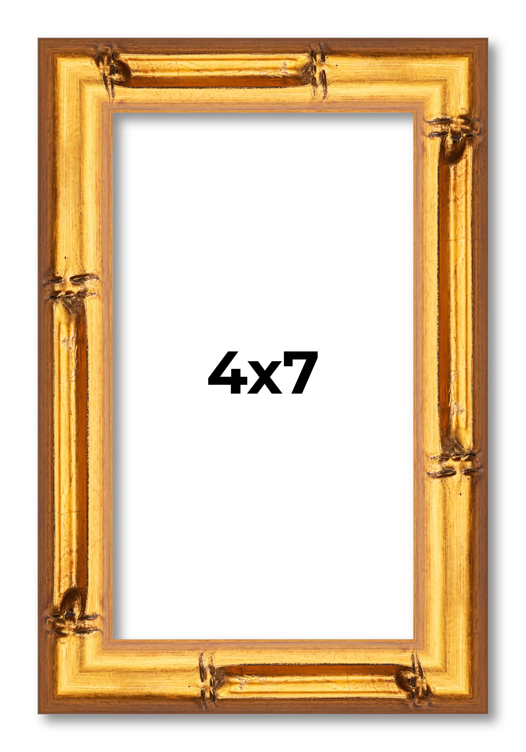 4x7 Frame Gold Bamboo Solid Wood Picture Frame | 1 Inch Moulding Width ...