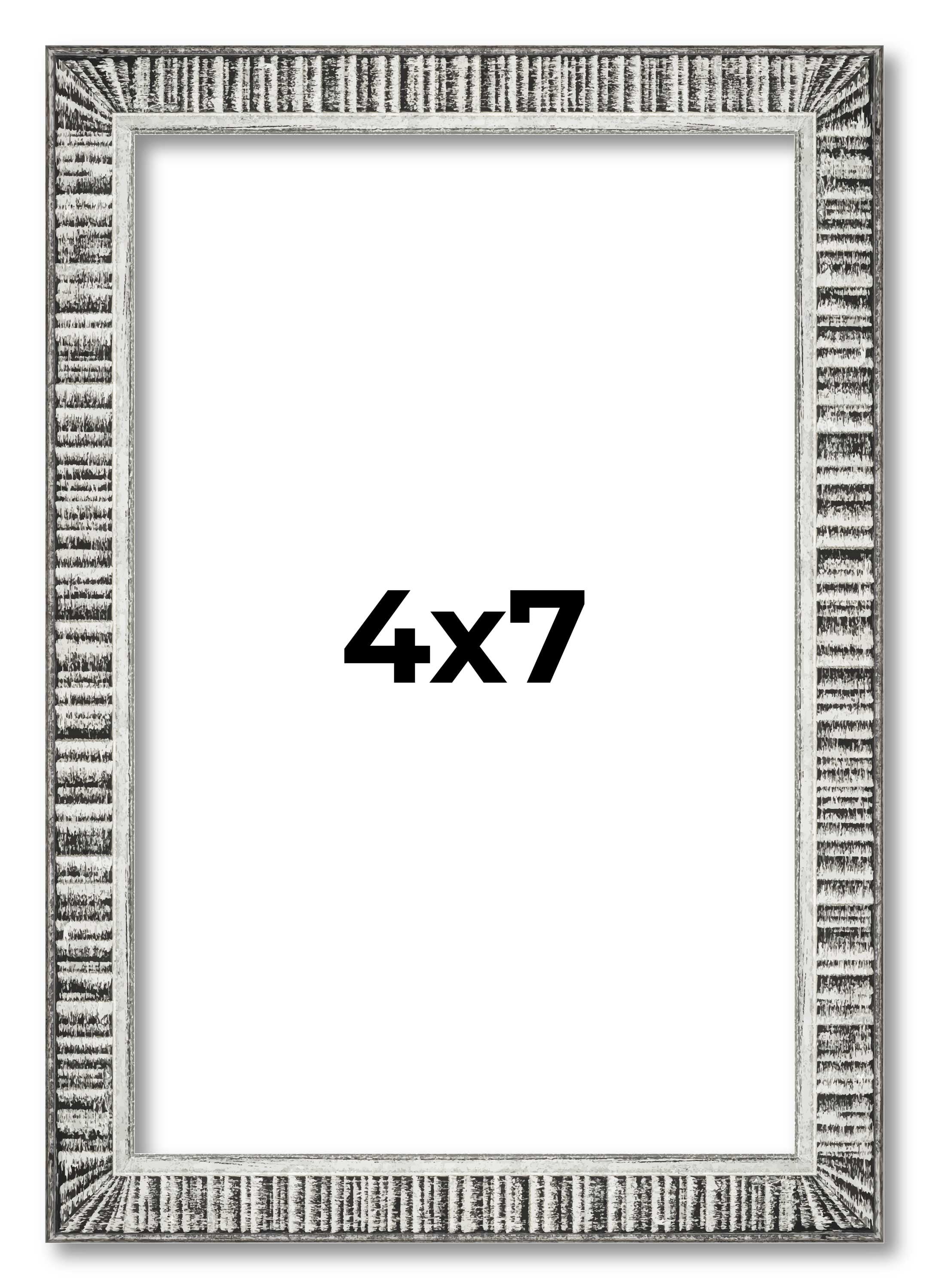 4x7 Frame Silver Grey Distressed Solid Wood Picture Frame | 0.75 Inch ...