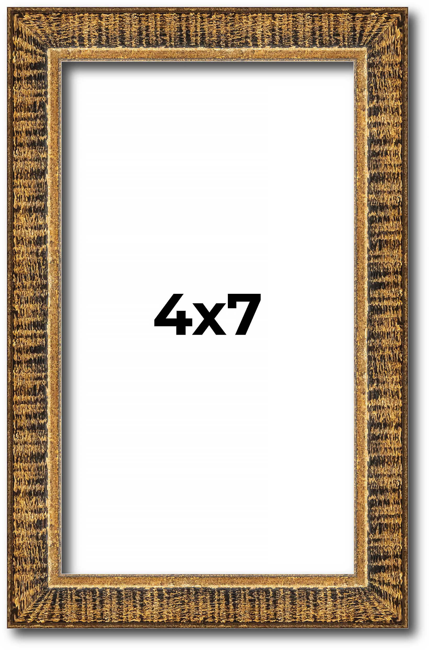 4x7 IN Frame Gold Kingsley Distressed Solid Wood Picture Frame Width 0. ...