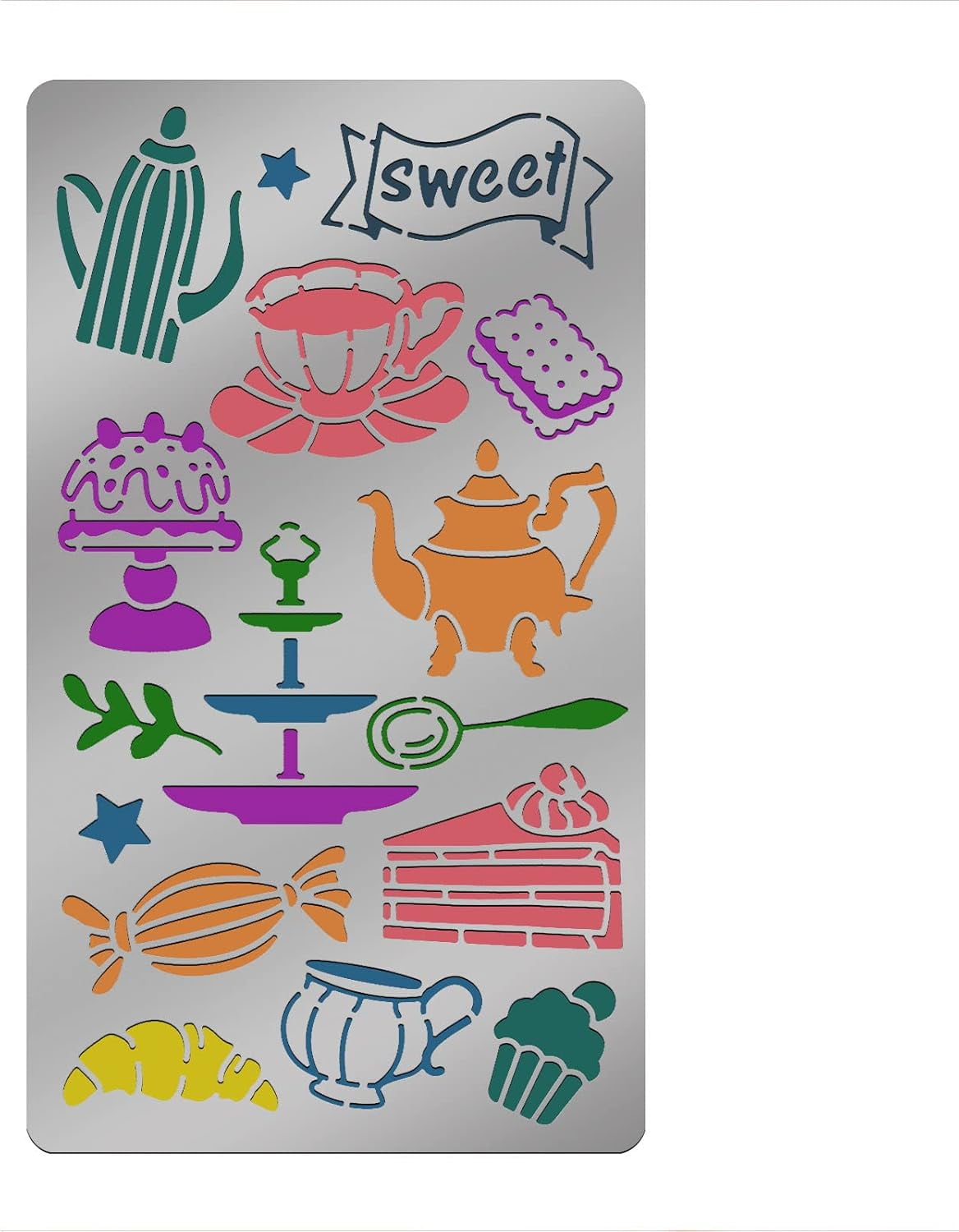 4x7 inch Metal Sweet Tea Stencil Teacup Teapot Dessert Pyrography ...