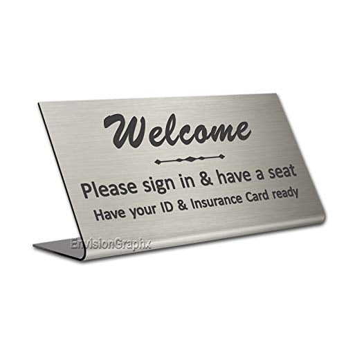 4x8 Desk Sign - Welcome Please Sign in - Silver - Walmart.com