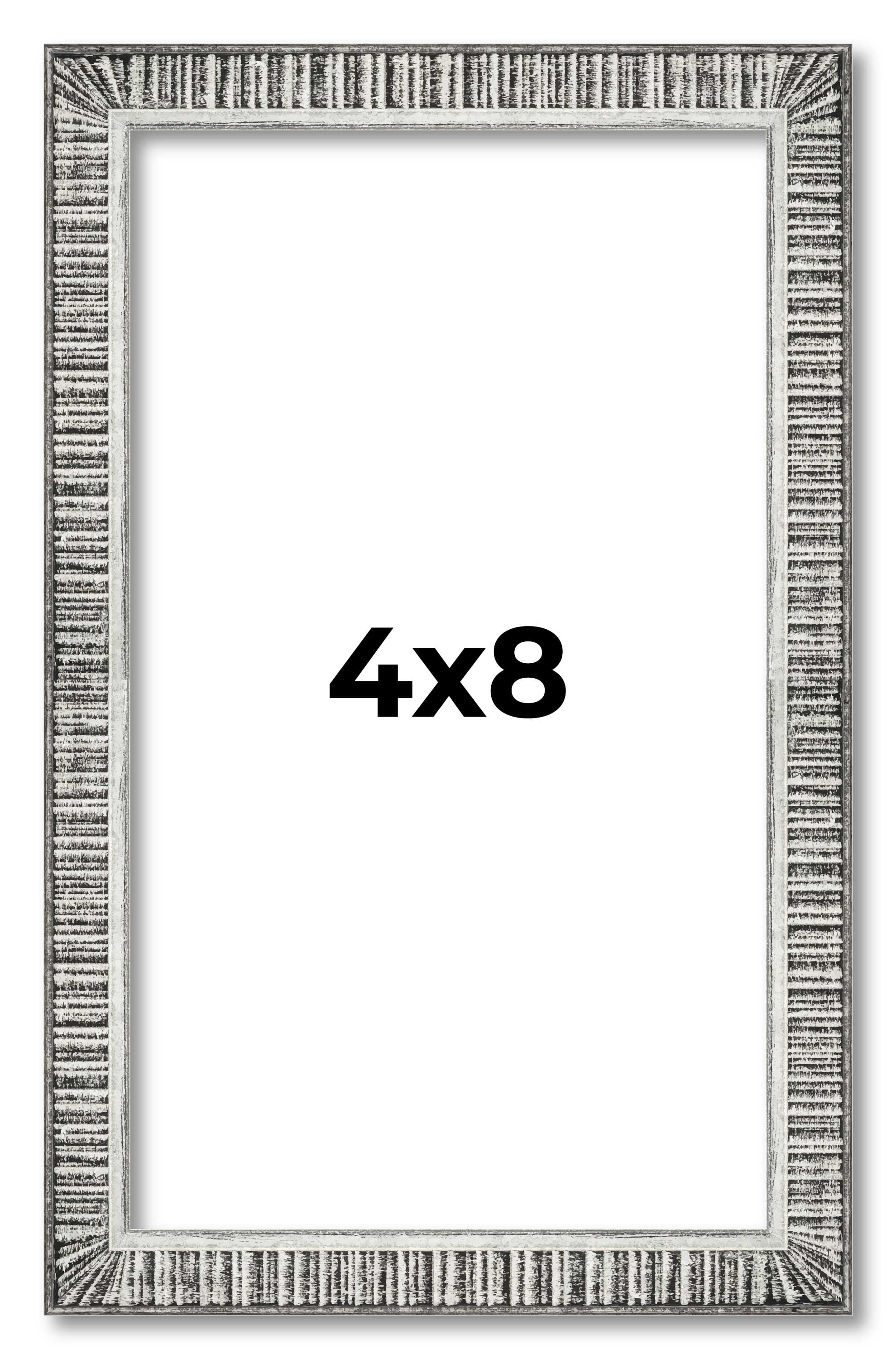 4x8 Frame Silver Grey Distressed Solid Wood Picture Frame | 0.75 Inch ...