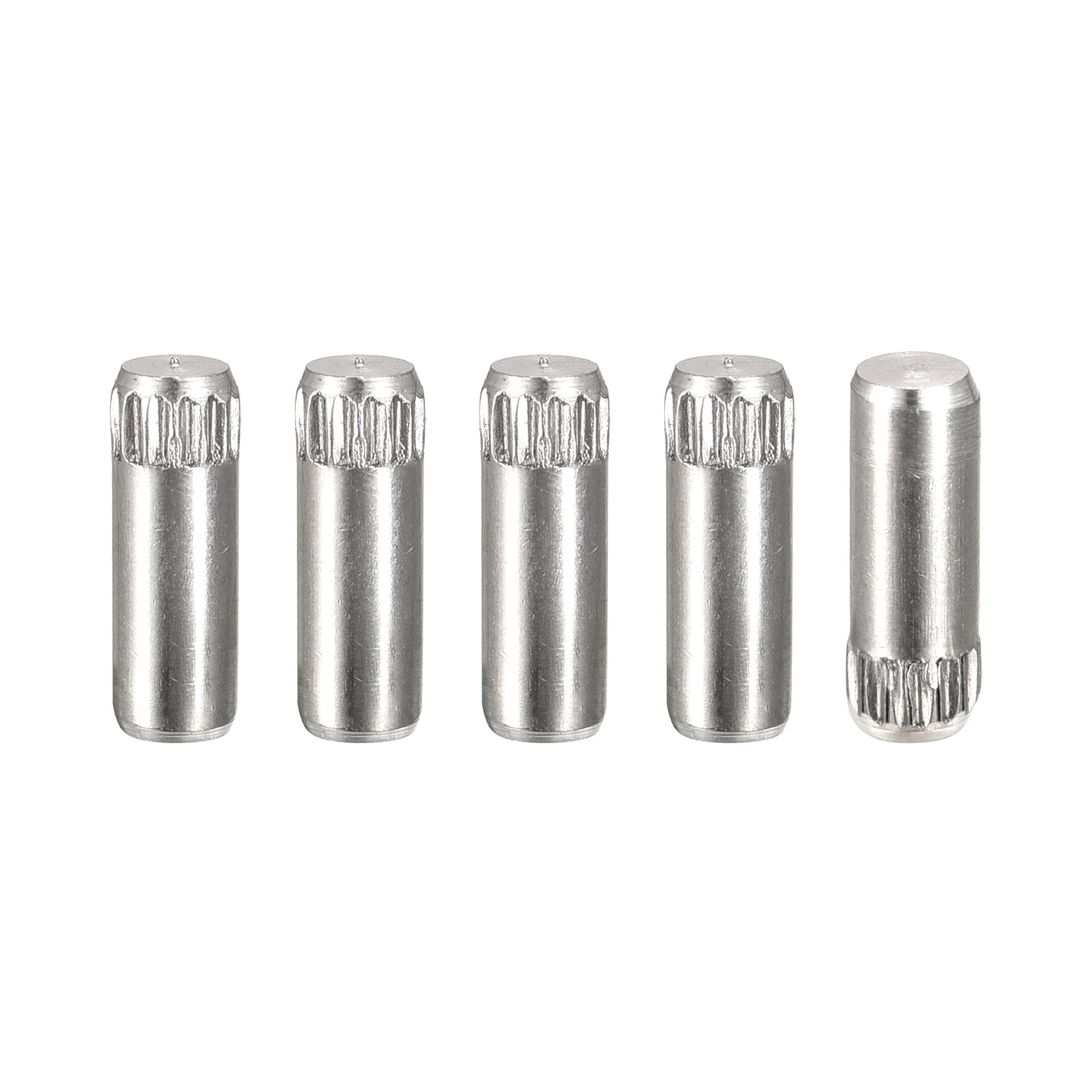 4x8mm 304 Stainless Steel Dowel Pins, 5 Pack Knurled Head Flat End ...