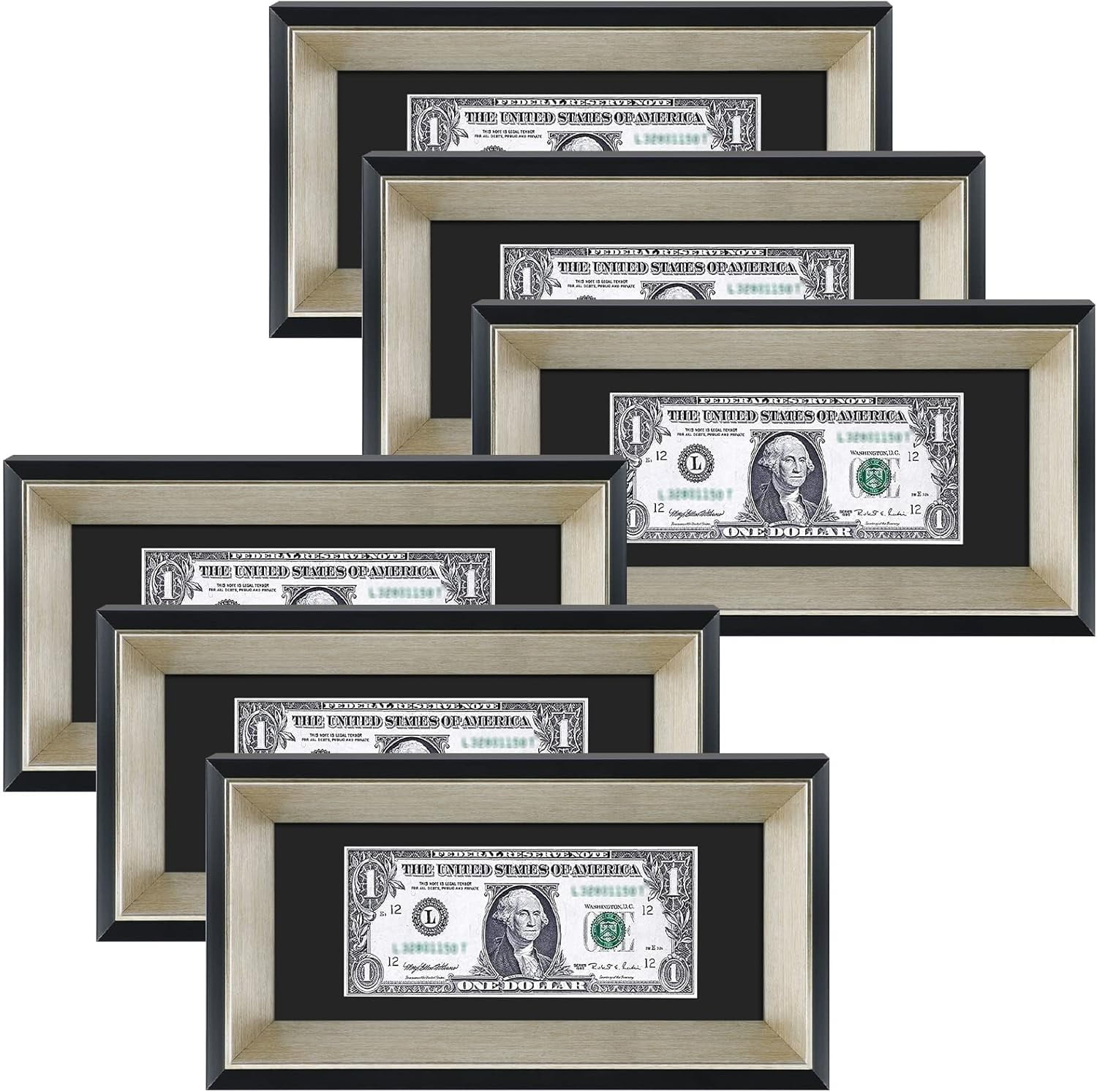 4x9 Dollar Bill/Currency Frame with Black Mat, Easel Stand for Tabletop ...