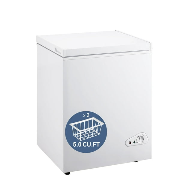 5.0 Cu.ft Small Chest Freezer Deep Freezer with Removable Basket and ...