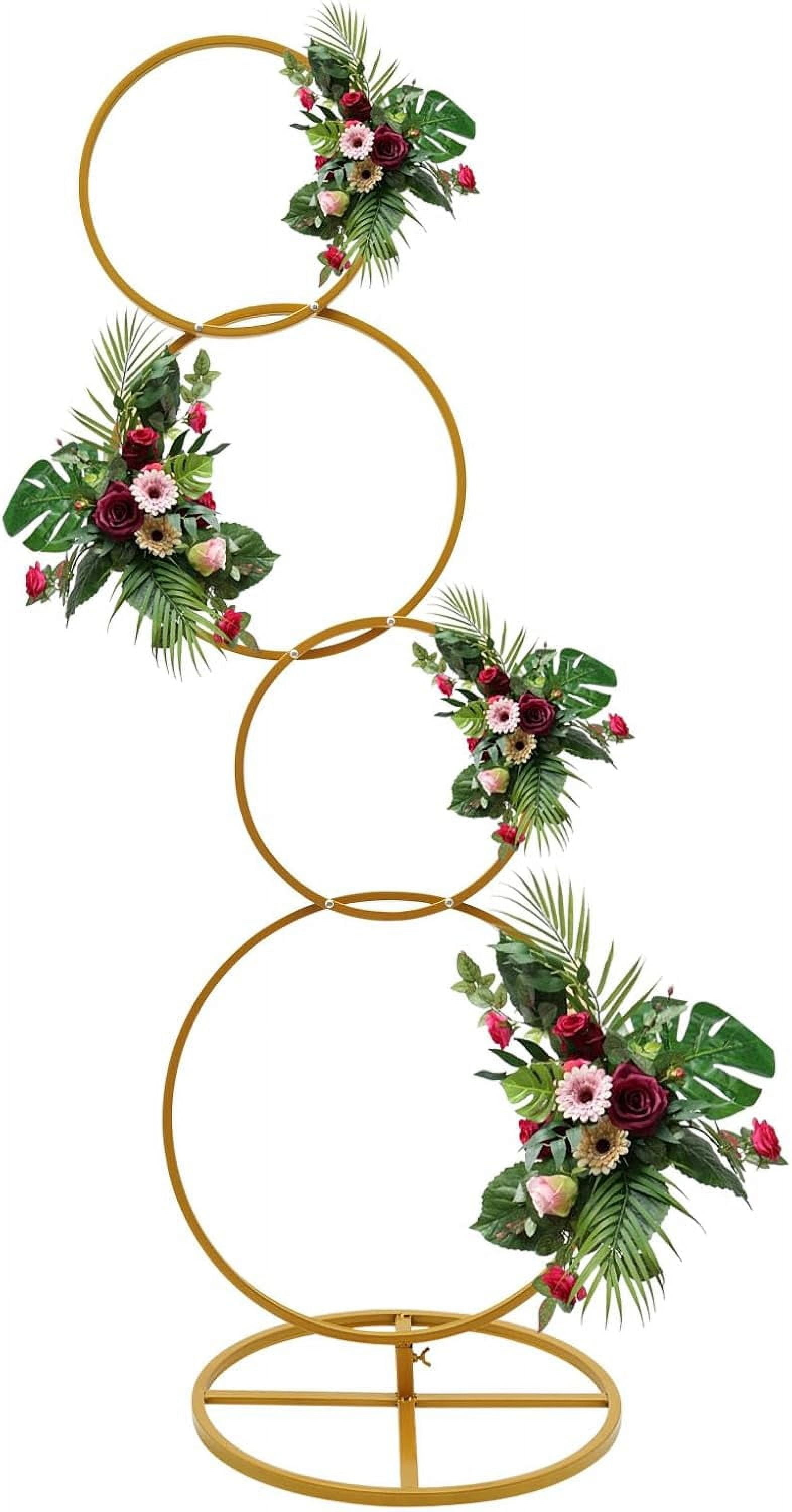 5.02Ft Wedding Round Hoop Backdrop Stand, Detachable 4 Tier Gold Metal ...