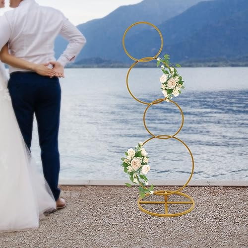 5.02Ft Wedding Round Hoop Backdrop Stand, Detachable 4 Tier Gold Metal ...