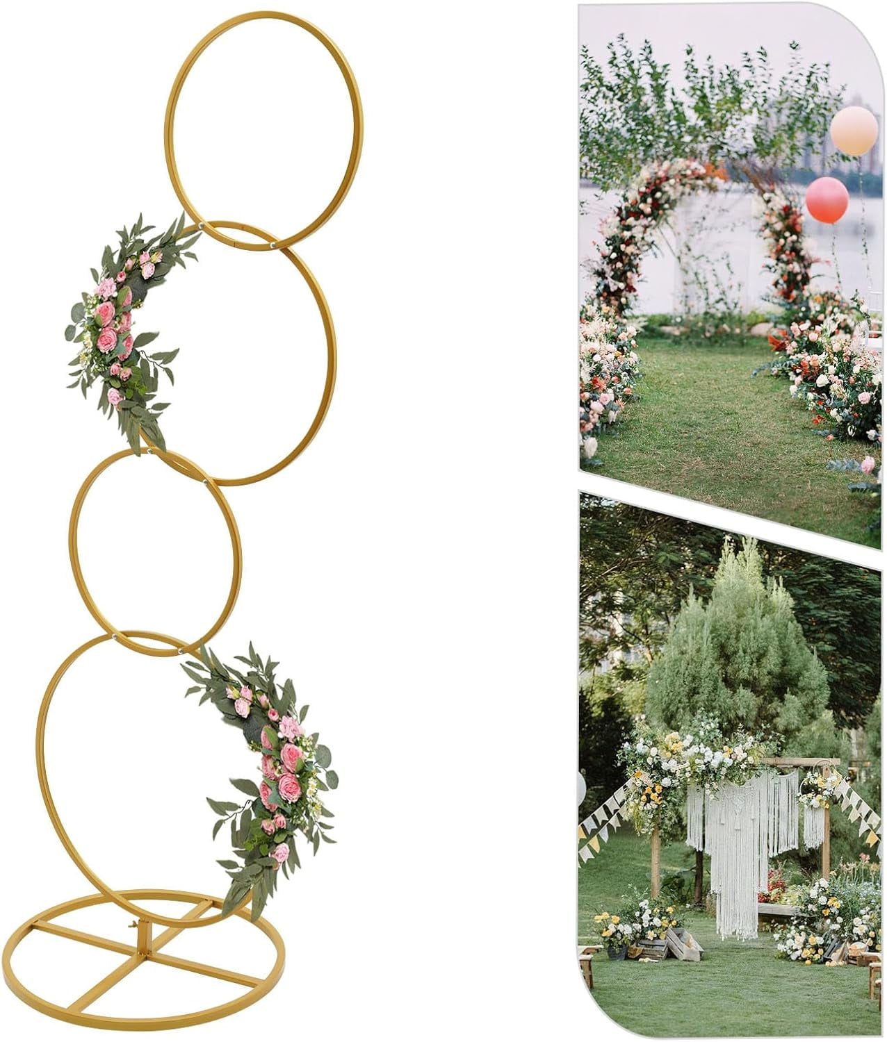 5.02ft High 19.7in Wide 4 Tier Gold Metal Flower Stands, Detachable ...