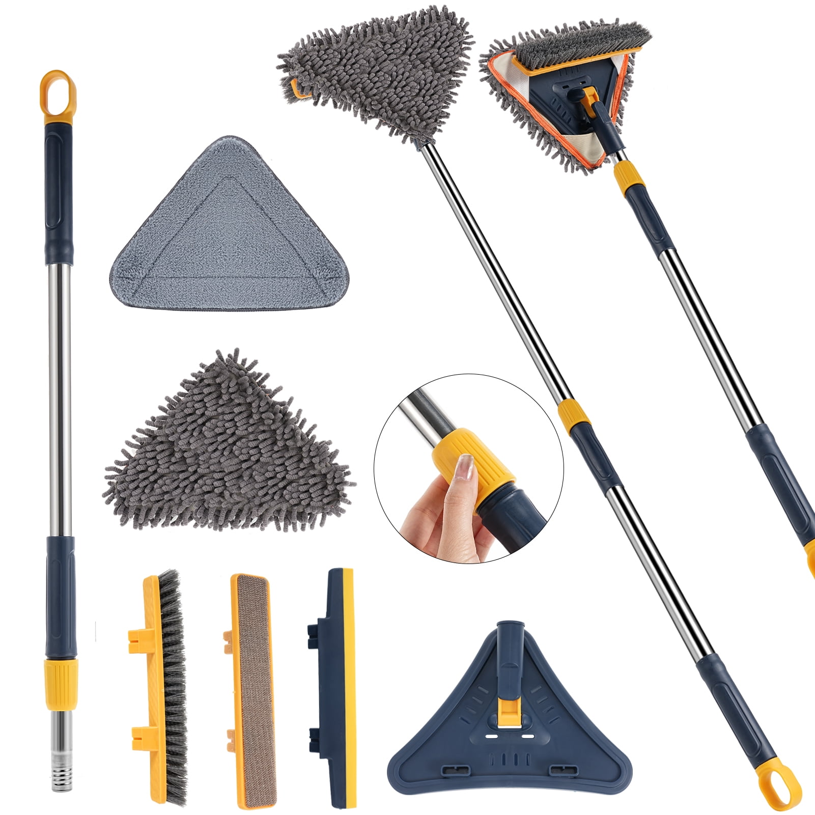 5 in 1 Microfiber Triangle Mop with 180° Spin, Retractable Pole, and ...