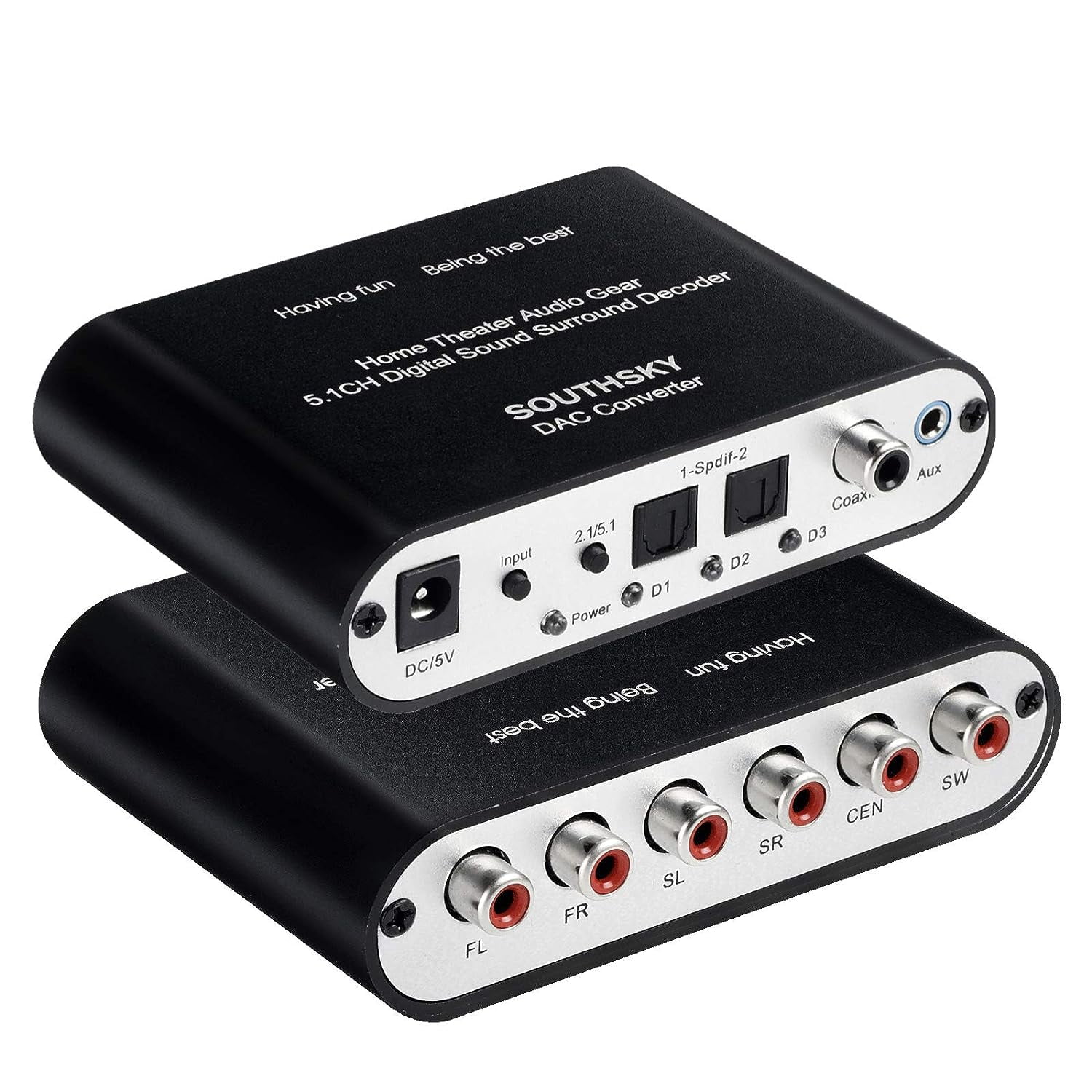 5.1/2.1 Audio Rush Digital Sound Decoder Converter,Optical SPDIF ...