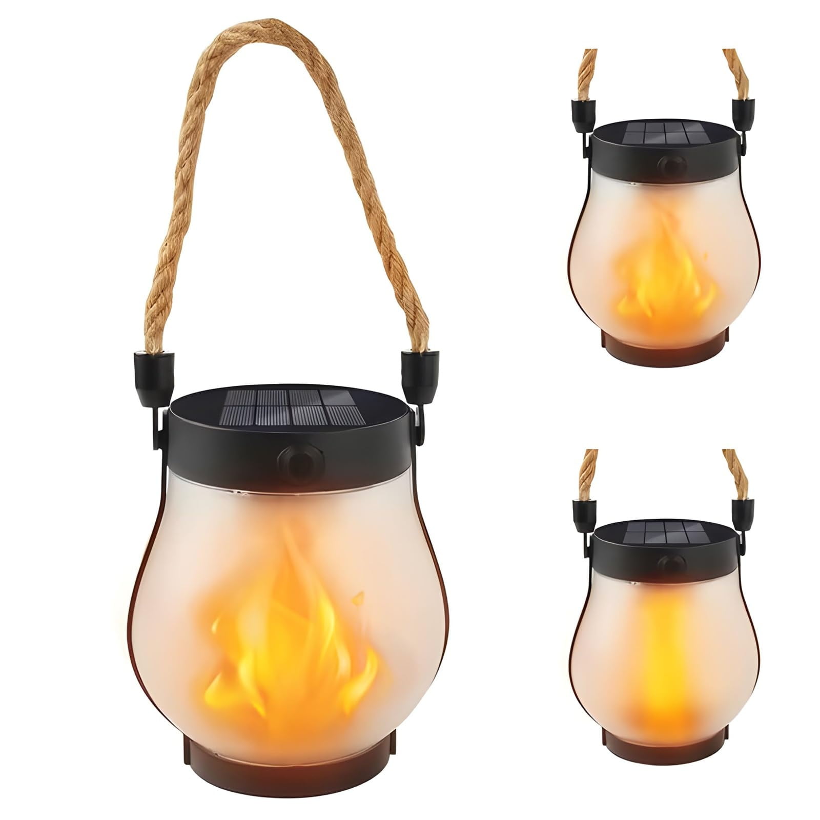 5" 1/2/3/4 Pcs Dancing Flame Solar Lantern Outdoor Lights, Flickering Flame Vintage Garden ...
