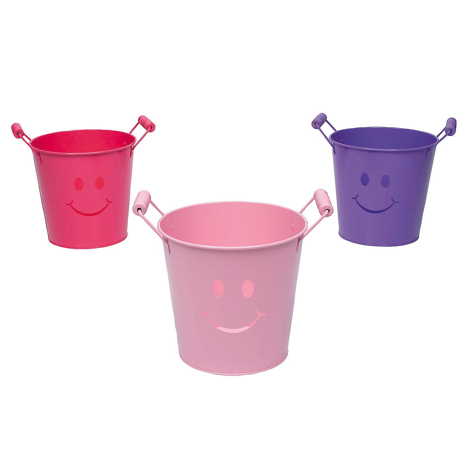 5 1/4" x 6 1/4" Medium Purple & Pink Smile Face Pails - 6 Pc. - Walmart.com