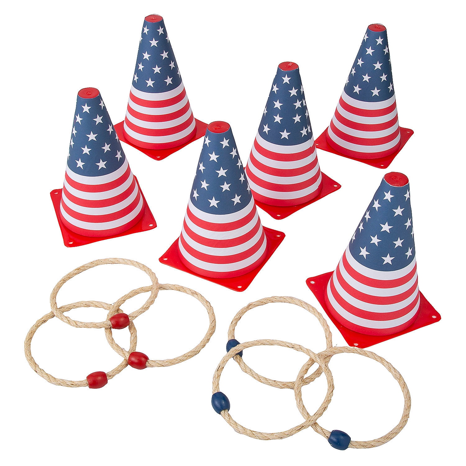 5 1/4" x 8" Patriotic USA Flag Cone Ring Toss Game - 12 Pieces ...