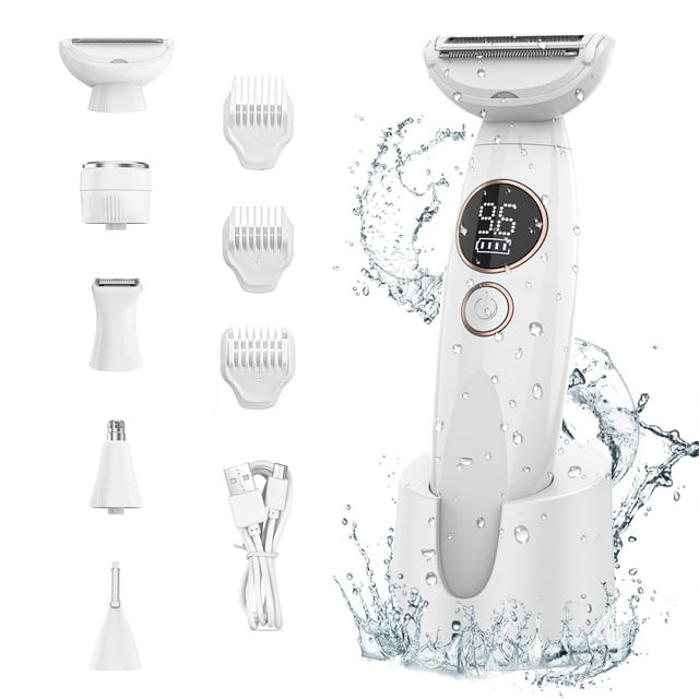 5 in 1 Bikini Trimmer for Women, IPX7 Waterproof Wet & Dry Electric ...