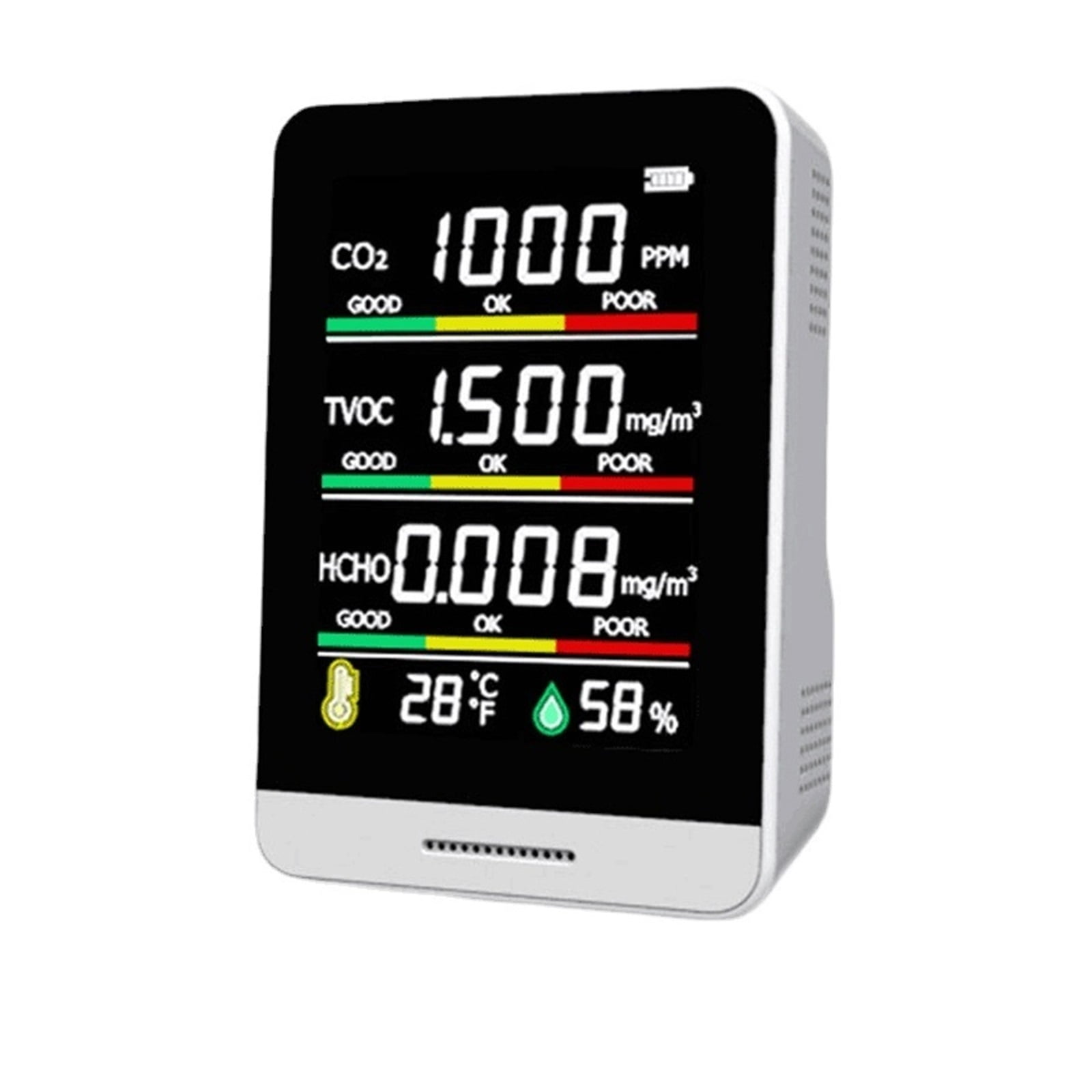 5 In 1 CO2 Detector Air Quality Monitor Carbon Dioxide Detector Portable Digital Temperature ...
