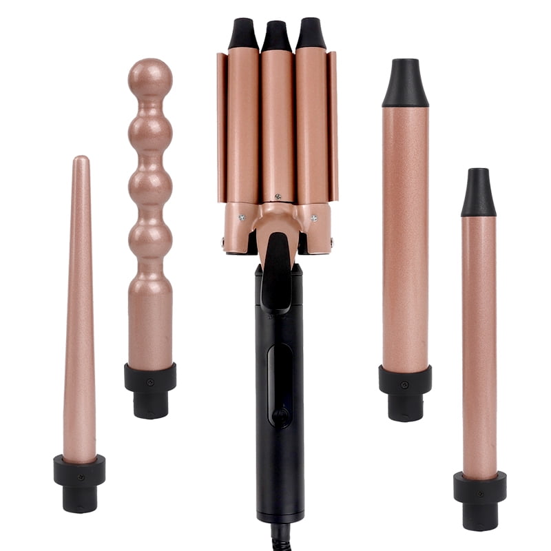 5 in 1 Curling Wand Set, Curling Iron Set with Thermal Brush and 4 ...