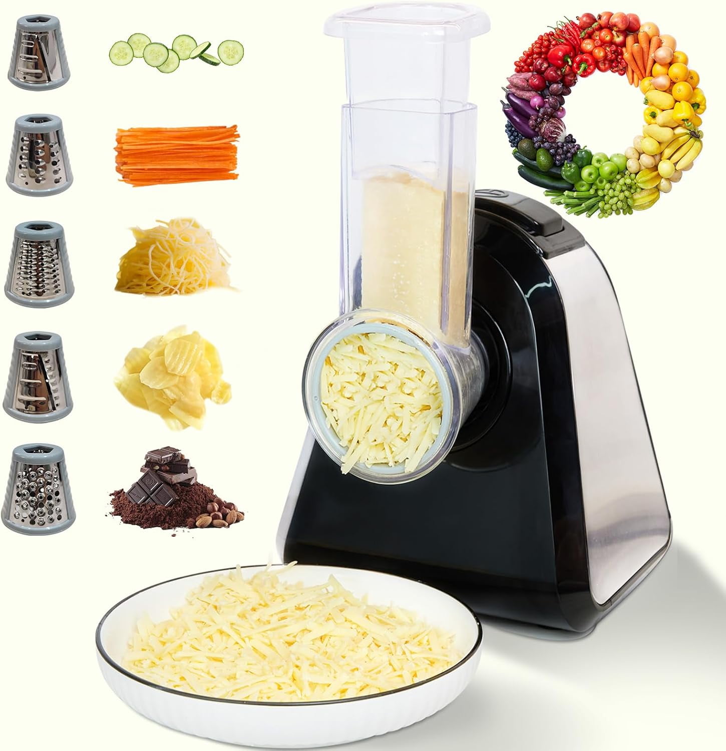 5 in 1 Electric Cheese Grater Salad Shooter Maker for Block Cheese Home ...