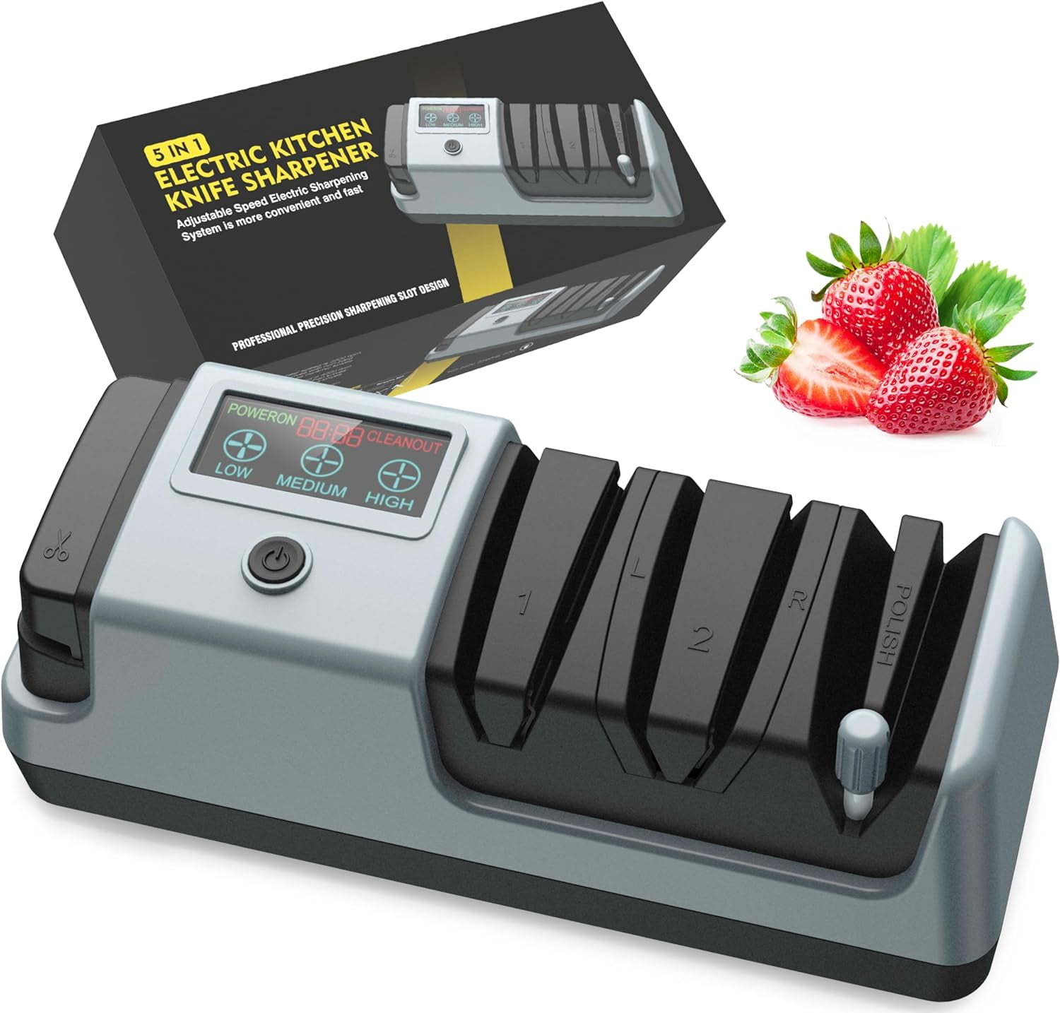 5 in 1 Electric Knife Sharpener-3 Rotational Speed Adjustable Electric ...