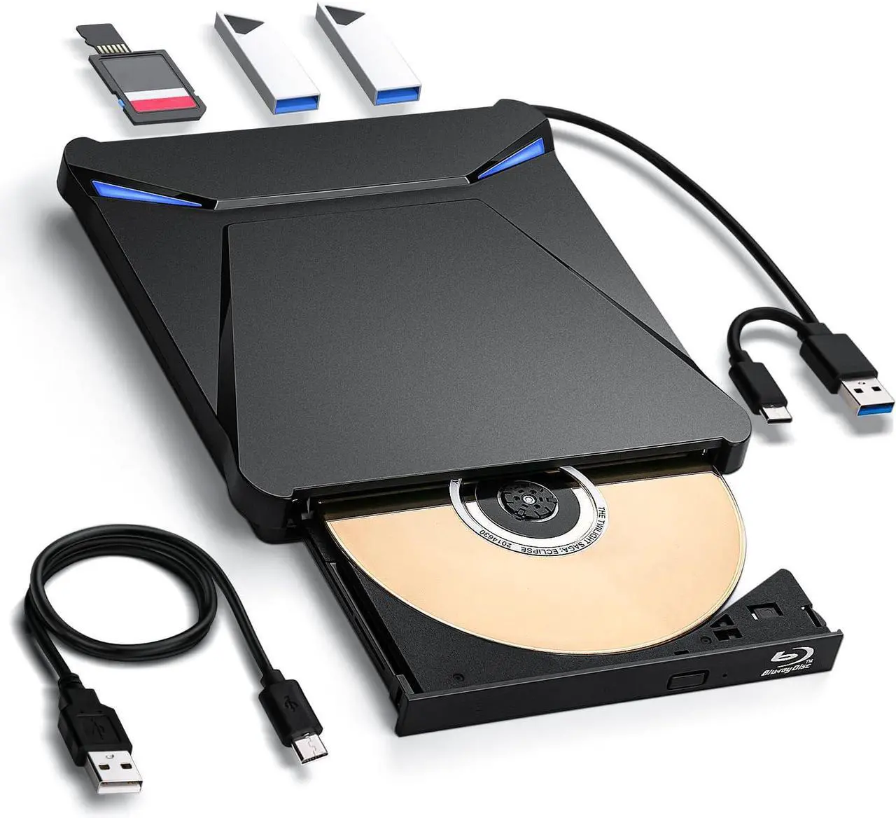 5 in 1 External Blu-ray Burner Drive, USB 3.0 & Type-C DVD/CD/Blu ray ...