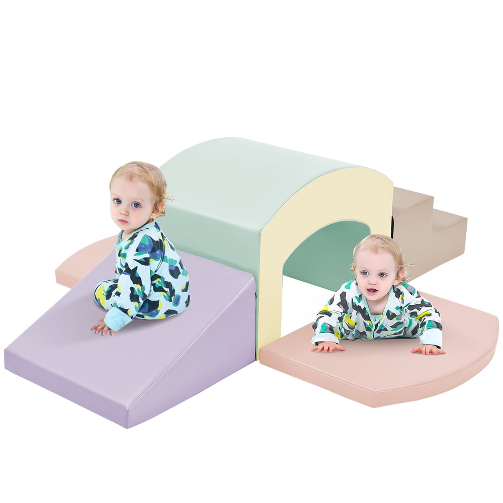 5 in 1 Foam Playset for Toddlers, Soft Single-Tunnel Foam Climber for ...