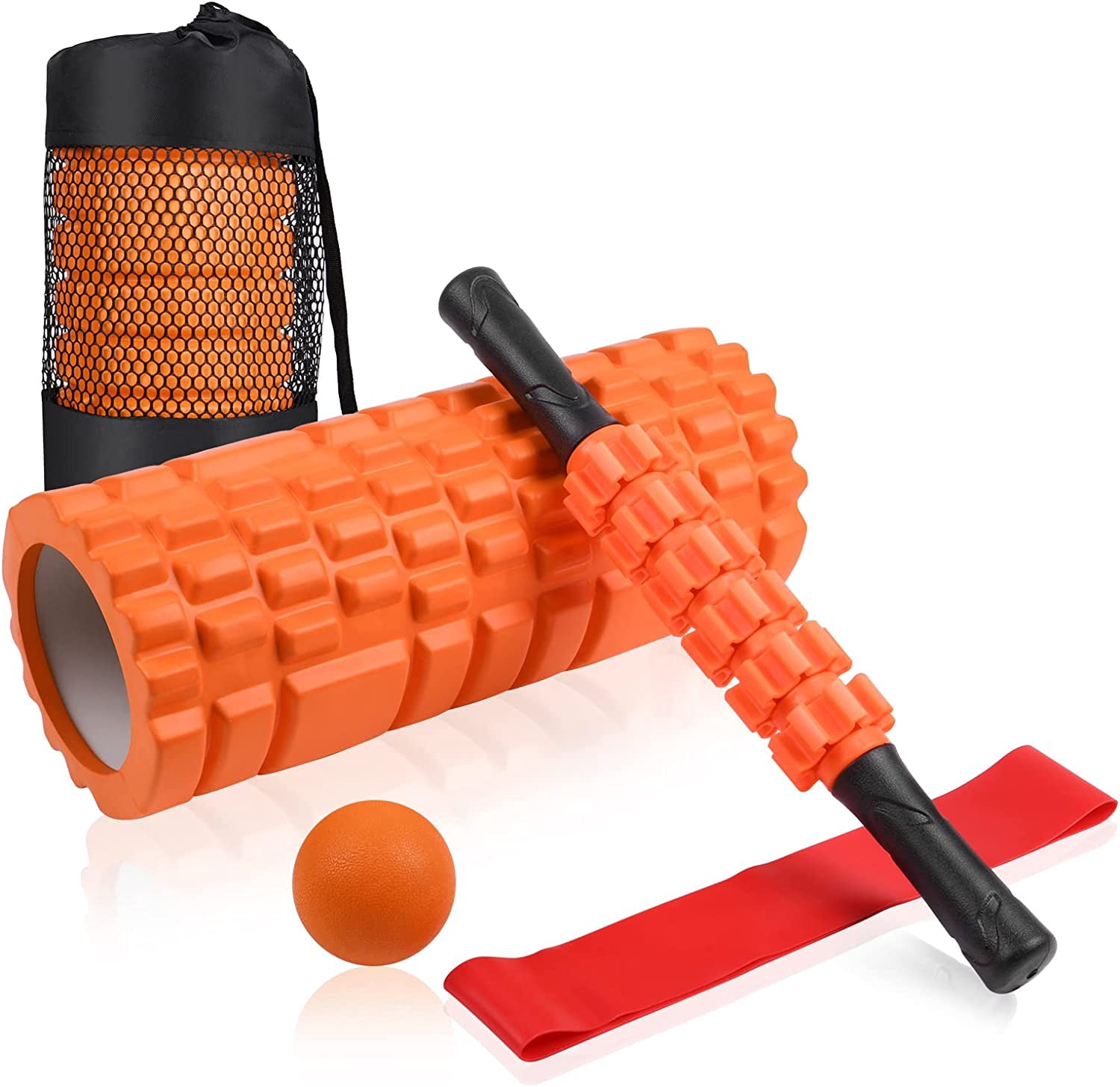 5 in 1 Foam Roller Set: Trigger Point Roller, Yoga Stick, Massage Ball ...