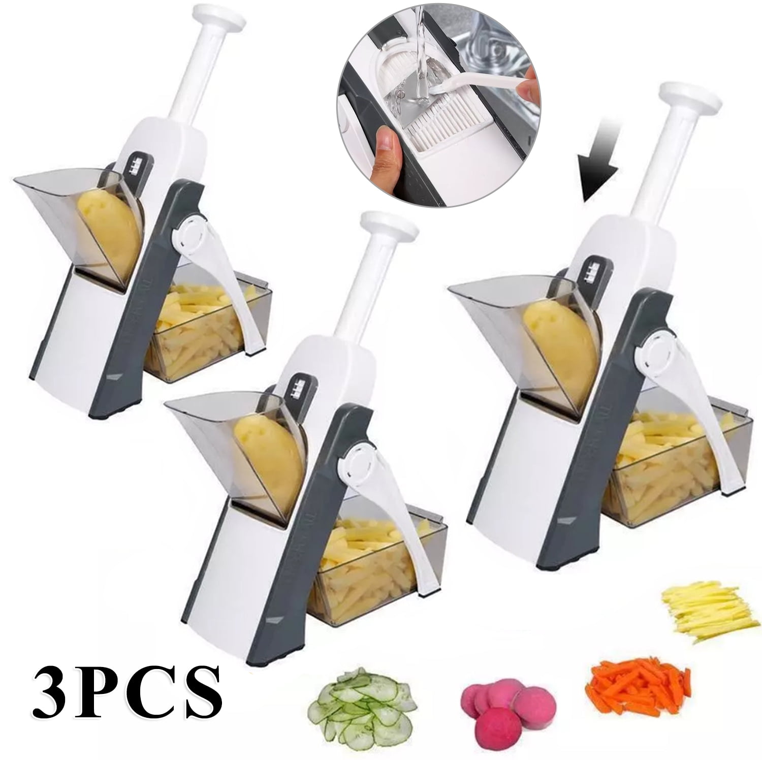 5 in 1 Food Chopper, Adjustable Slicer Shredder Dicer Cutter, for ...