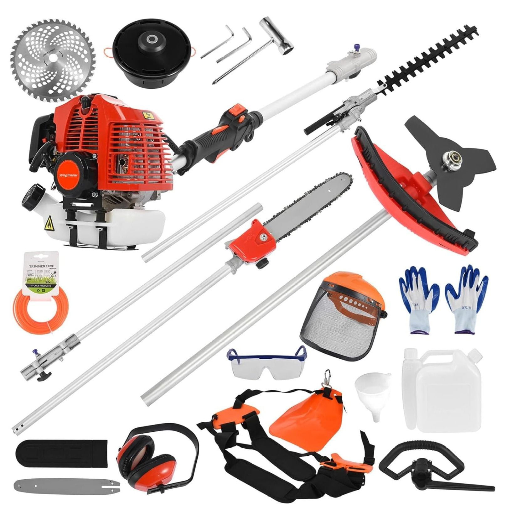 5 in 1 Gas Weed Eater, 52CC 2-Cycle Weed Eater Gas Powered, Gas Weed ...