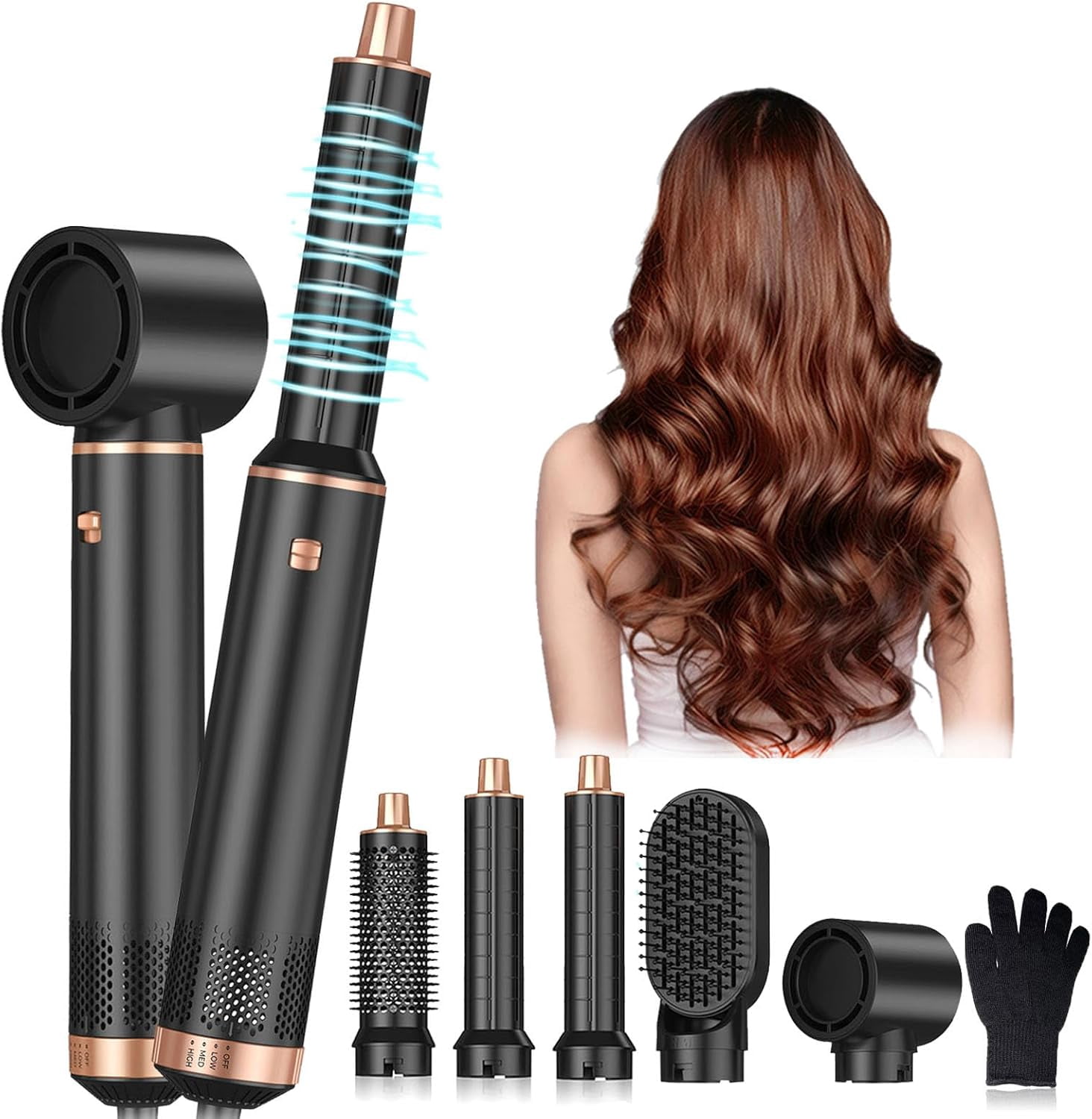 5 in 1 Hair Dryer Brush Set, Air Curler Wrap Hair Styler Blow Dryer ...