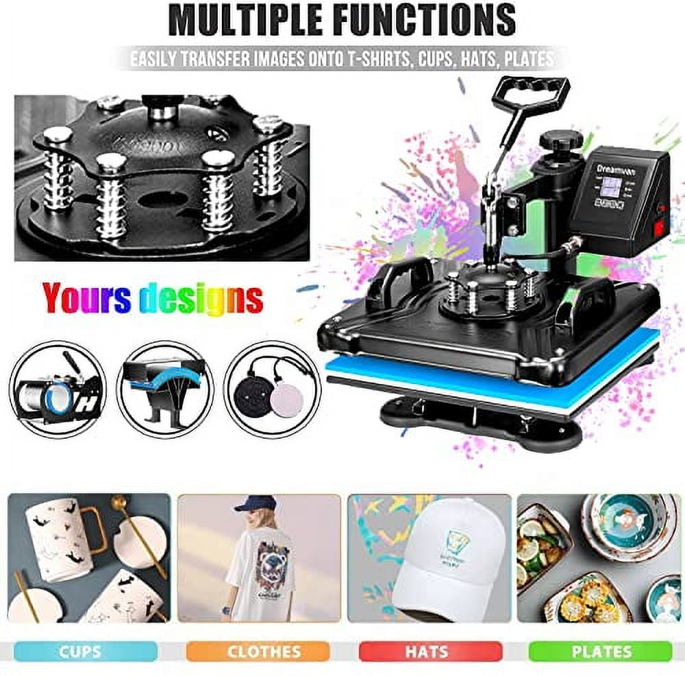 5 in 1 Heat Press Machine 15 x 12 Inch Multifunction T Shirt Press ...