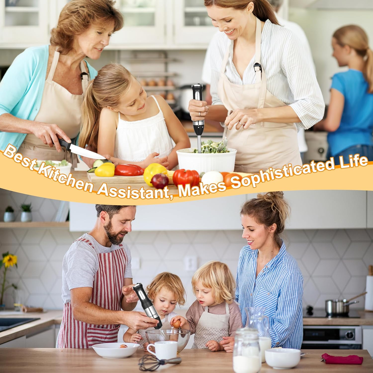 5 in 1 Immersion Hand Blender Mixer, [Upgraded] Handheld Stick Blender ...