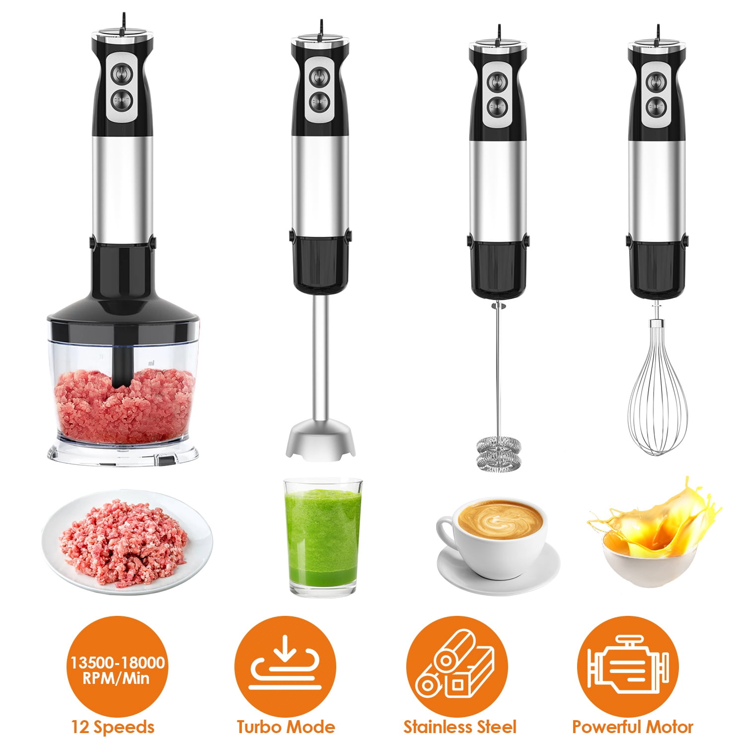 5 in 1 Immersion Handheld Blender iMounTEK 1000W Hand Blender with 12 Speed Turbo Mode Blender ...