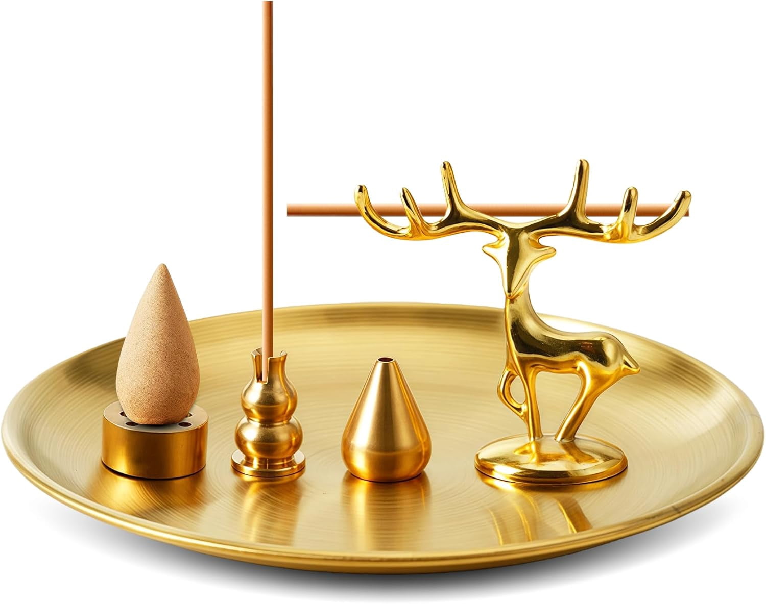 5 in 1 Incense Burner - 5.5 Inch Brass Incense Holder for Sticks, Coils ...