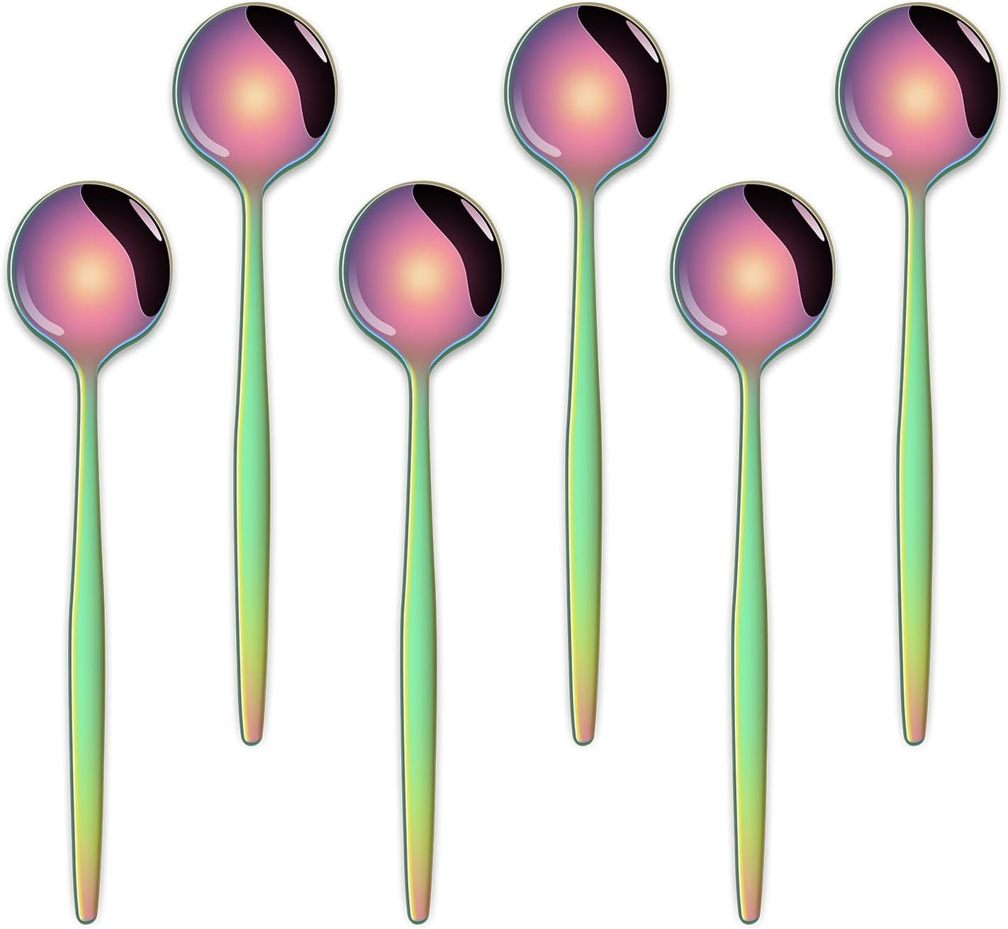 5.1 Inch Coffee & Tea Spoons Set,6 Pieces Rainbow Stainless Steel ...