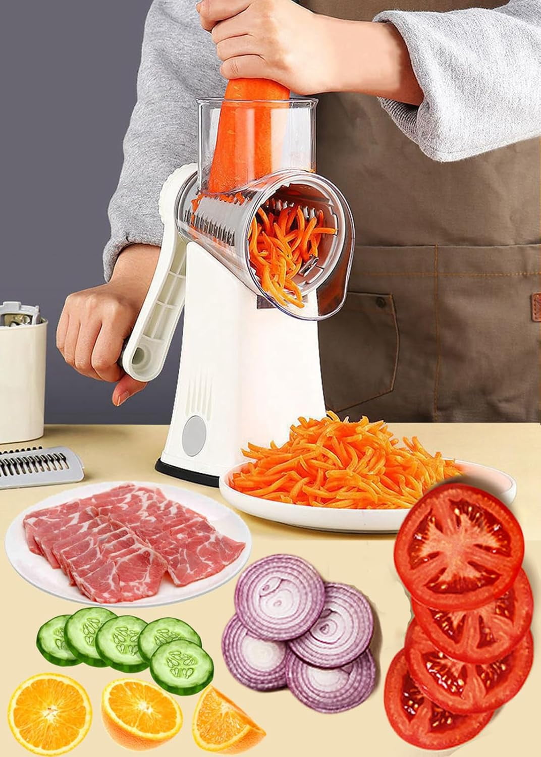 5 in 1 Manual Rotary Cheese Grater Chopper Vegetable Cutter Slicer with ...