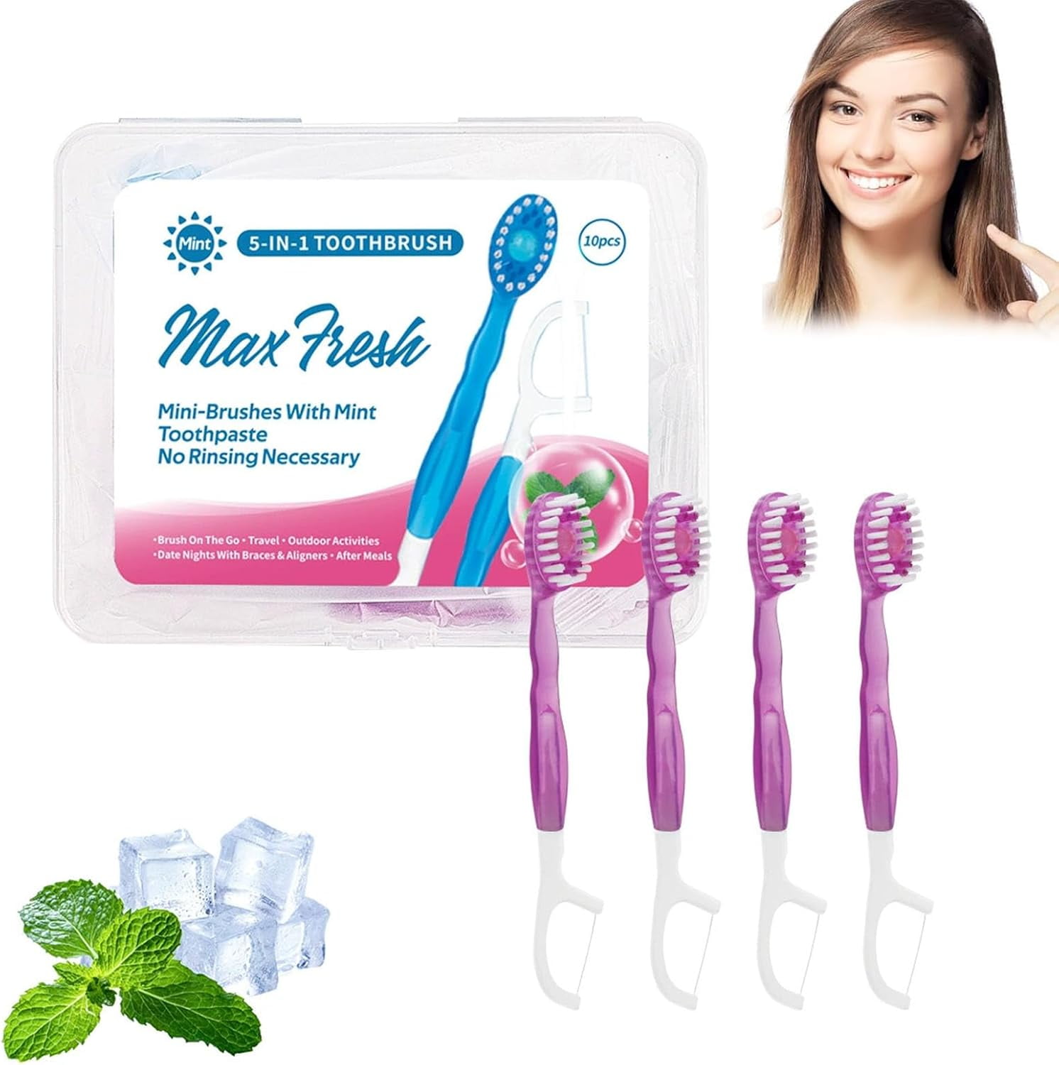 5 in 1 Mini Brushes-Disposable Toothbrushes with Toothpaste,Toothpaste ...