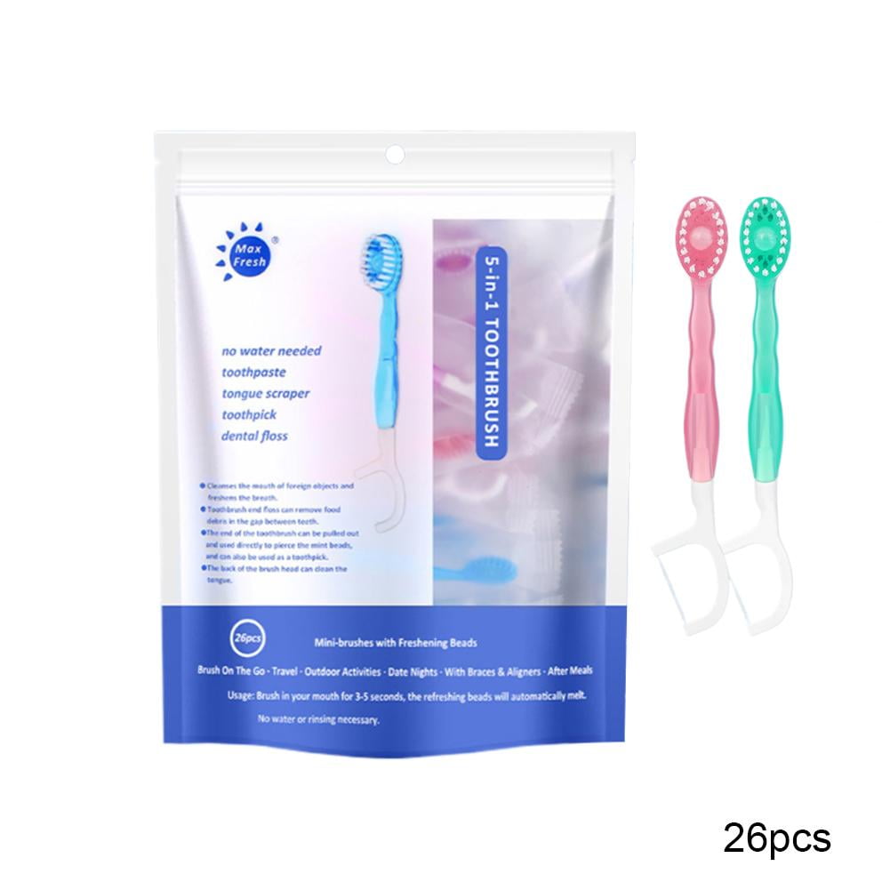 5 in 1 Mini Toothbrush & Floss & Tongue Scraper & Toothpick Set, 5 in 1 ...