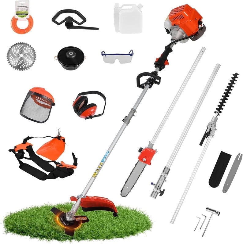 5 in 1 Multifunctional Weed Eater, 52CC 2-Cycle Gas Cordless Hedge ...