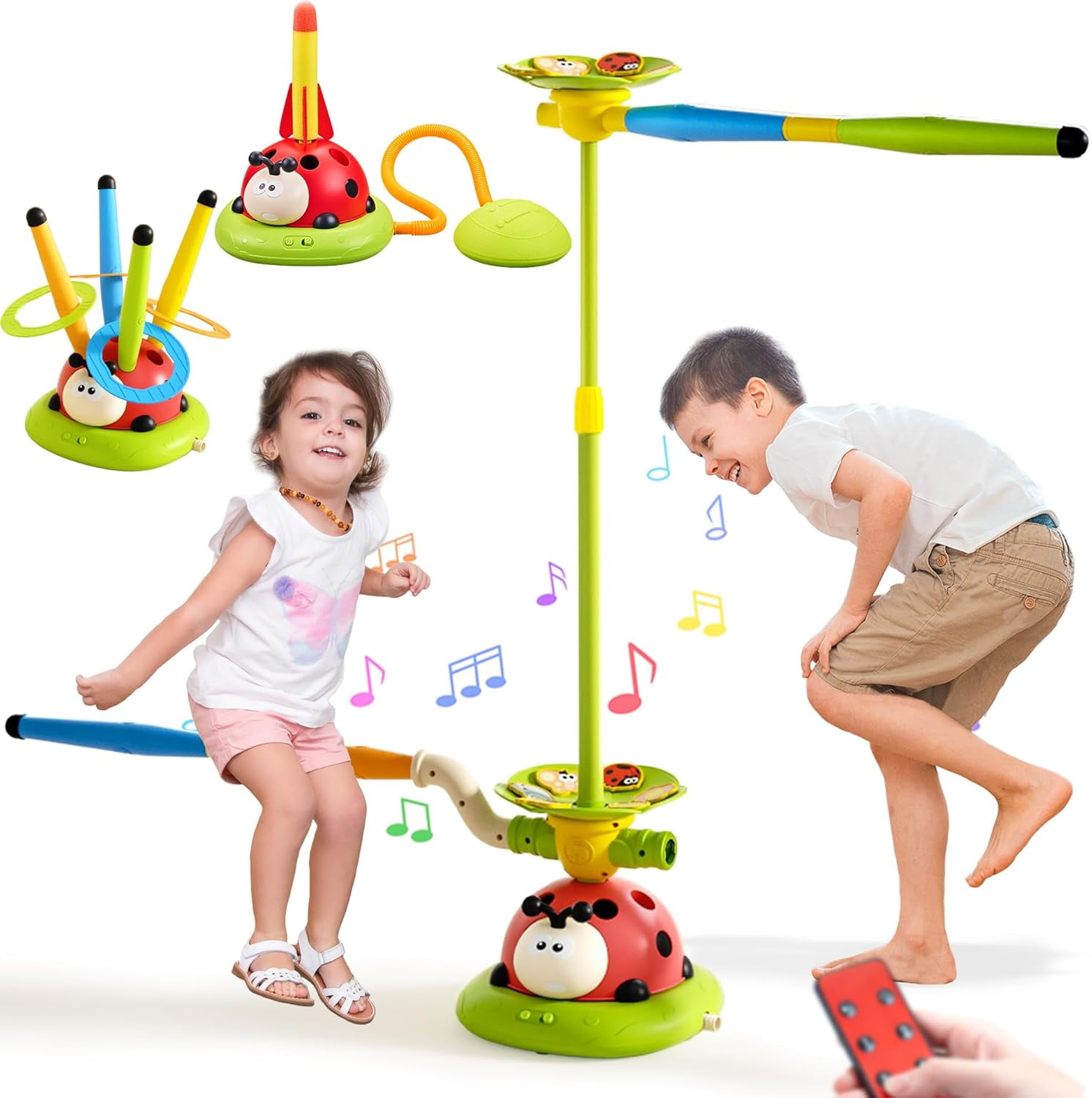 5 in 1 Musical Jump Toys, Toss Ring Game Stomping Launch Rocket ...