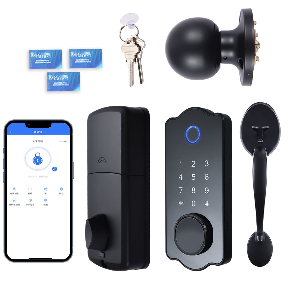 5 in 1 Smart Lock, Keyless Entry Door Lock Handle Lever Set with ...
