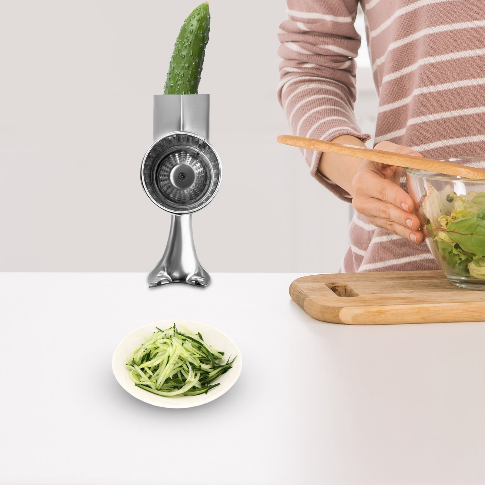 5 in 1 Stainless Steel Rotary Grater Clamping Type Silver Kitchen ...