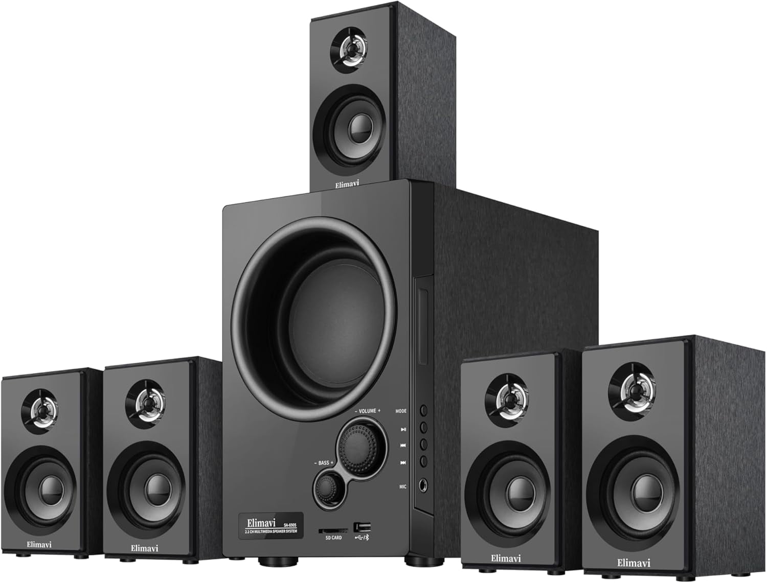 5.1 Surround Sound System with 5.5'' Subwoofer Stereo System for Home ...