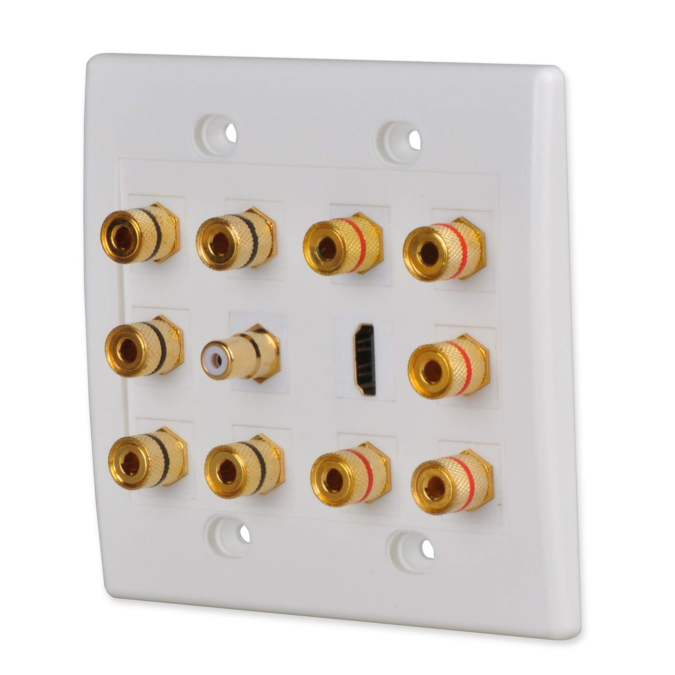 5.1 Surround Sound Wall Plate with Gold Plated Banana Couplers and HDMI ...