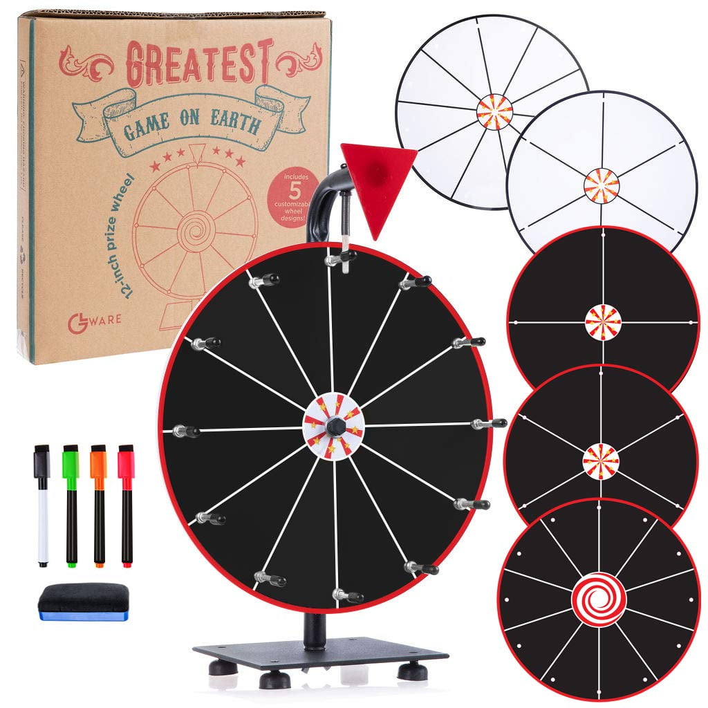 5 in 1 Tabletop Prize Wheel Spinner - 12" Carnival Games Smooth ...