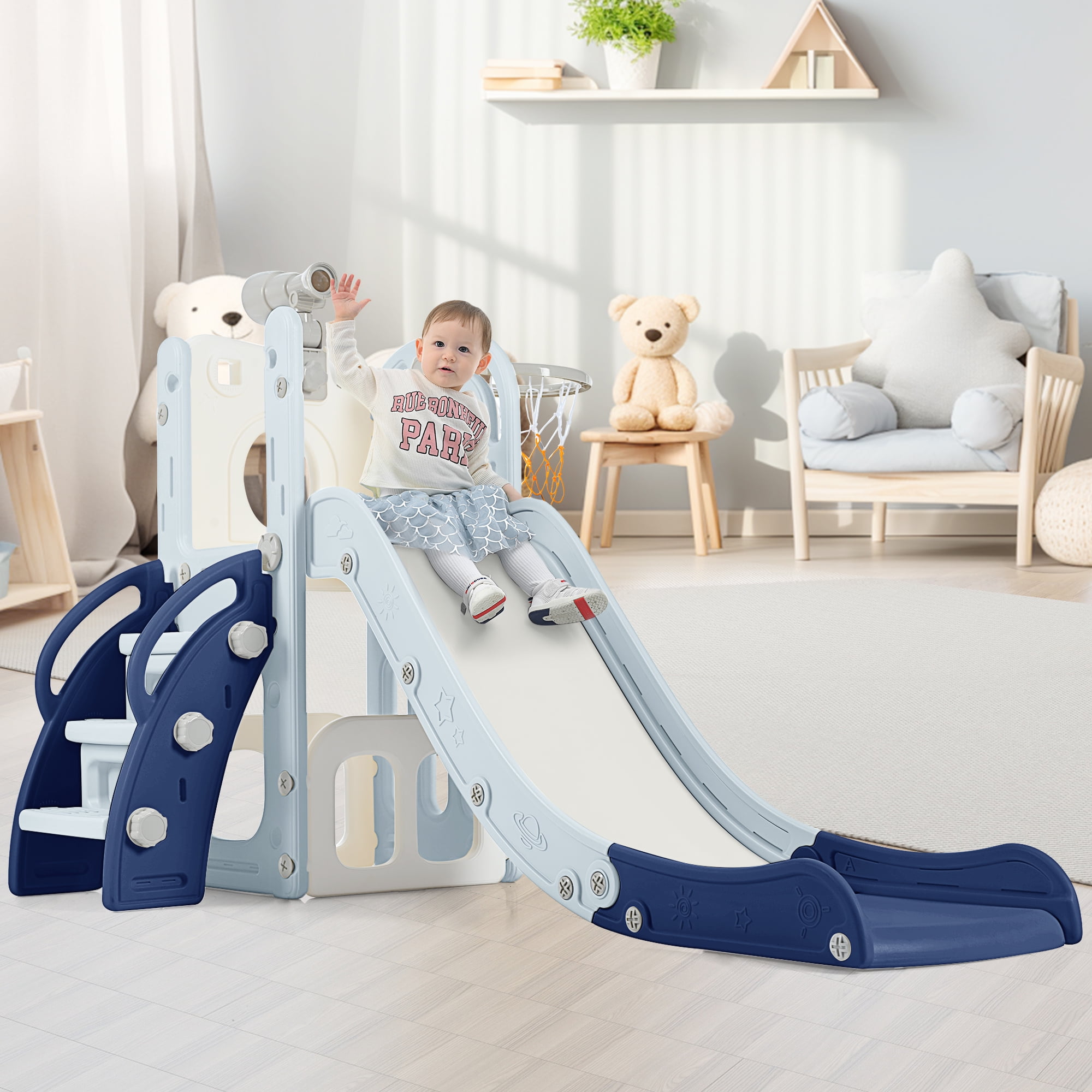 5 in 1 Toddler Slide Set, Kid Slide for Toddlers Age 1-3 with Telescope ...