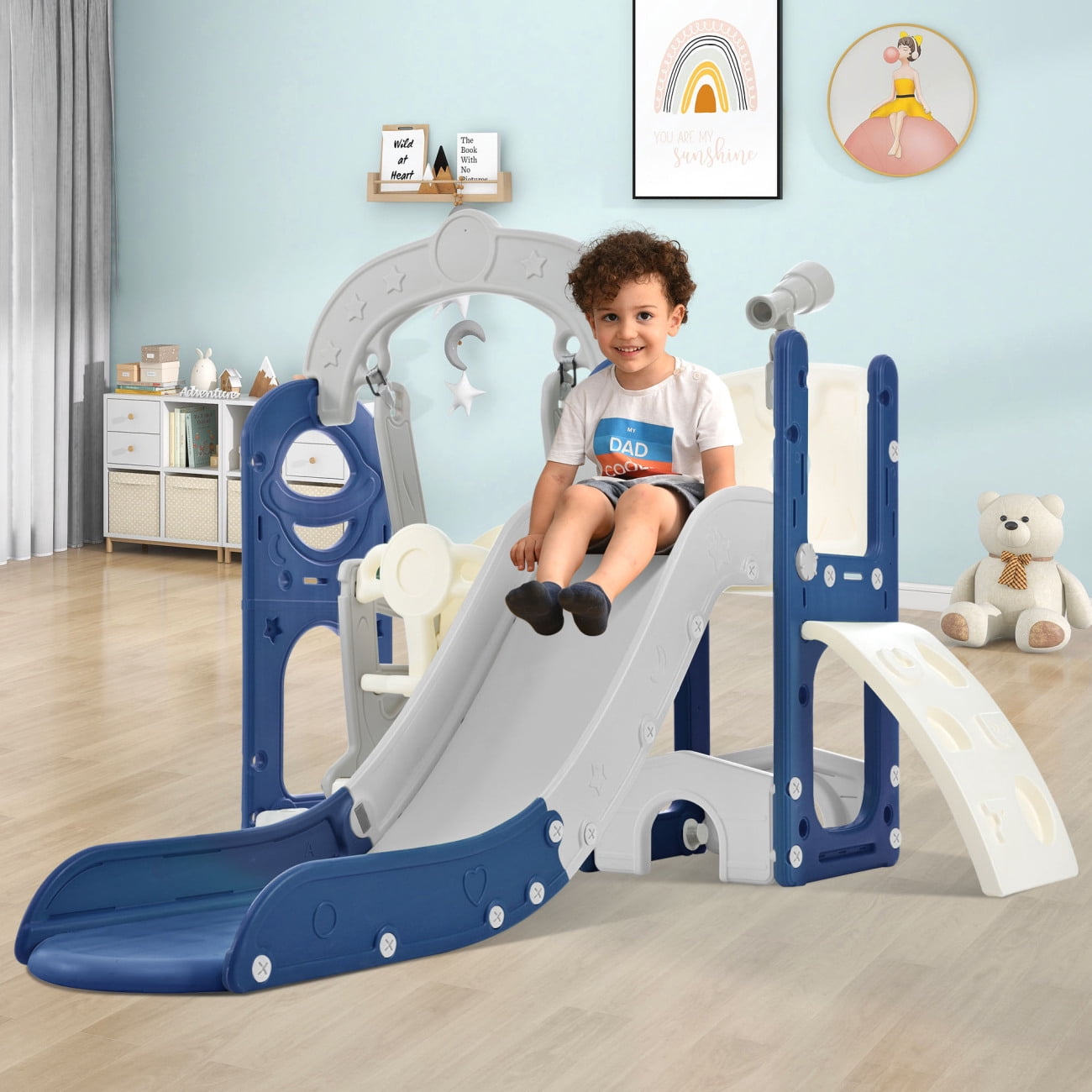 5 in 1 Toddler Slide and Swing Set, Kids Play Climber Playset with ...