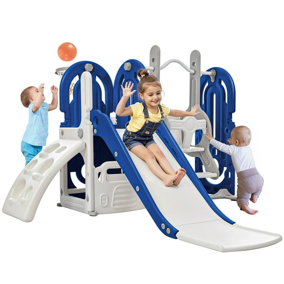 Indoor Slide for Kids Age 1-7, 5 in 1 Toddler Slide and Swing Set, Kids ...