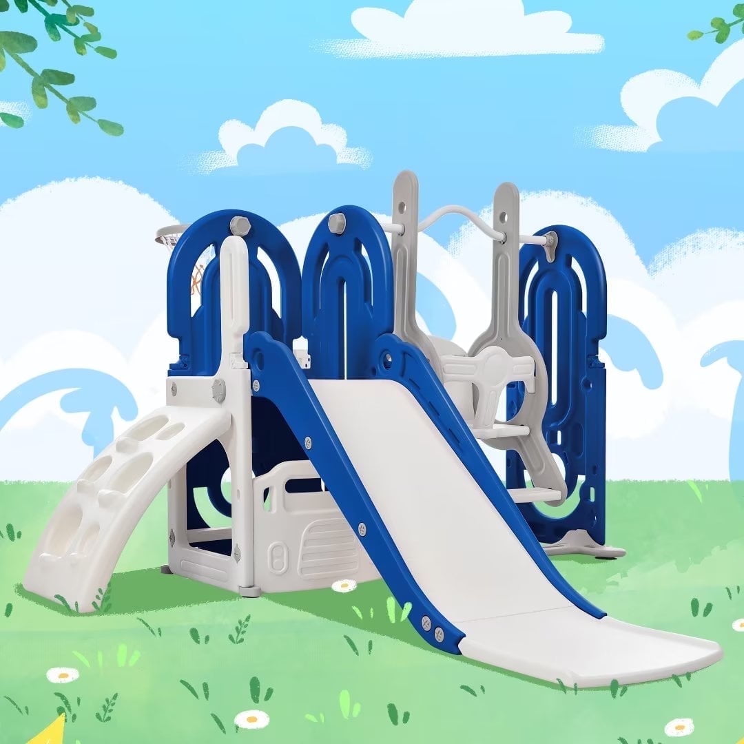 5 in 1 Toddler Slide and Swing Set, Kids Playground Climber Slide ...