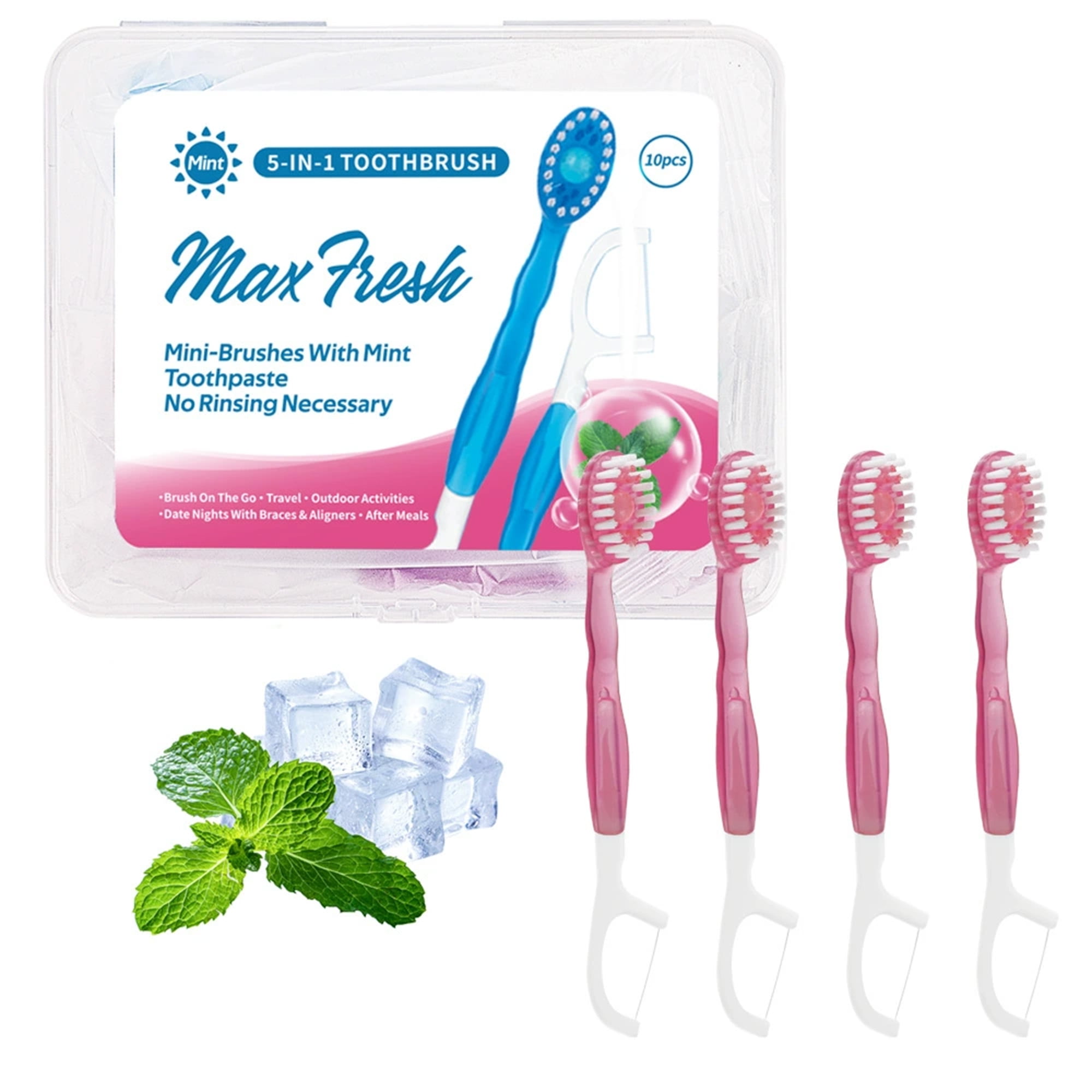 5 in 1 Toothbrush & Floss, Disposable Mini Toothbrushes on The Go ...